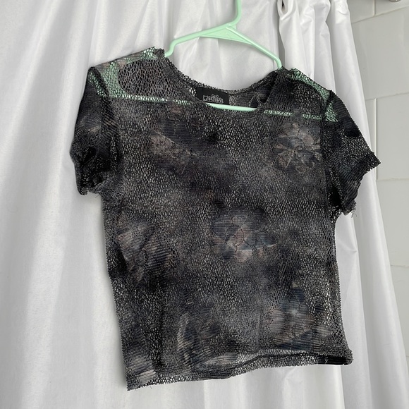 Malibu | Tops | Vintage Box Floral Mesh Netted Top | Poshmark